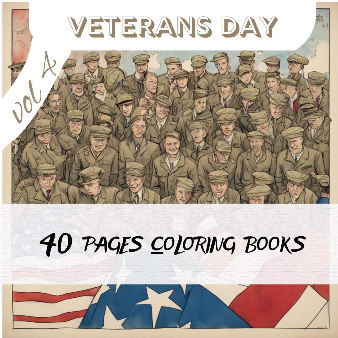 Veterans Day Coloring Book, Patriotic Art Printables, USA Military ...