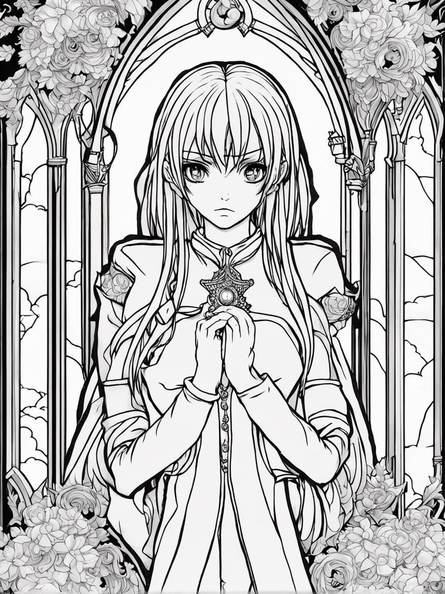 Gothic Anime Coloring Book,dark Anime Coloring Pages, Gothic Girl Art ...