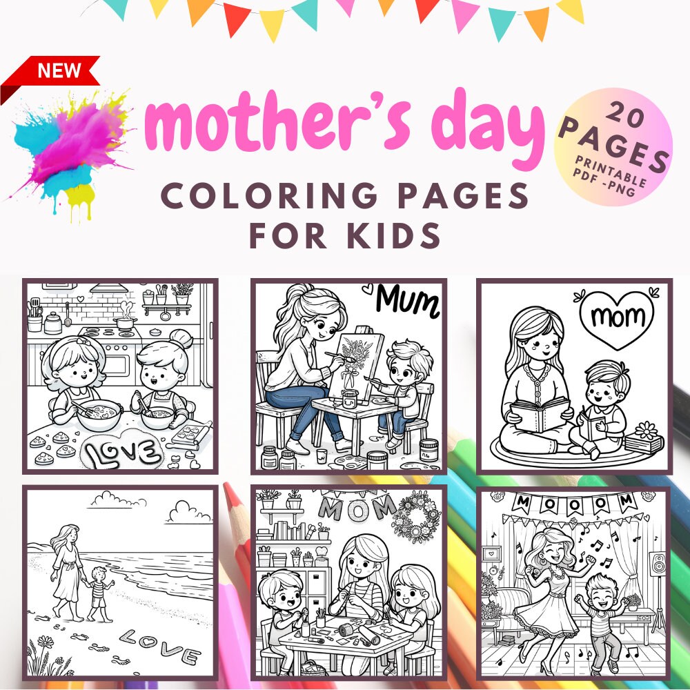 Mother's Day Coloring Pages 20 Printable PDF & PNG for Kids - Etsy