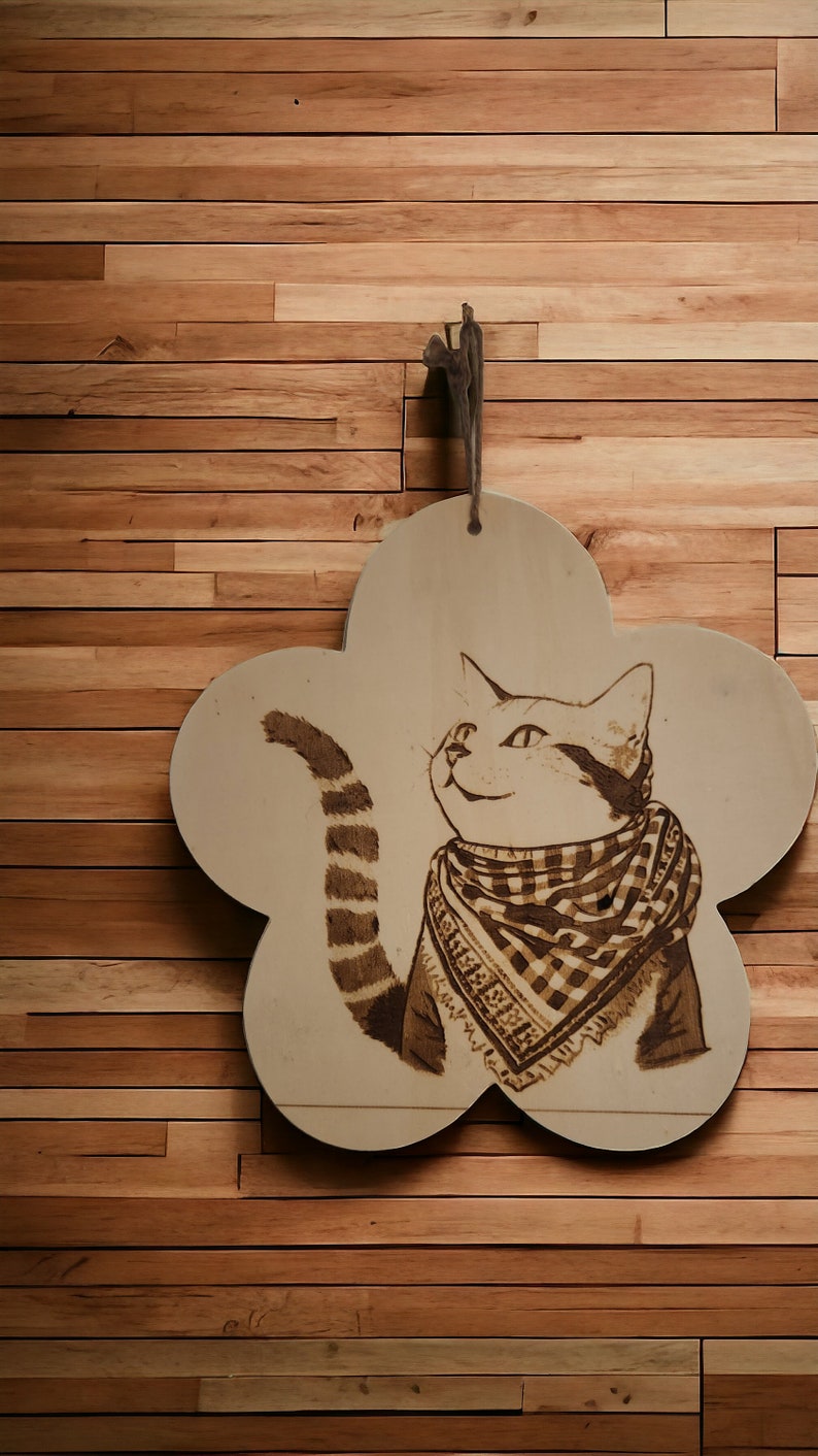 A Custom Ornament Cat Wearing Palestinian Keffiyeh Wood Engraved - Etsy