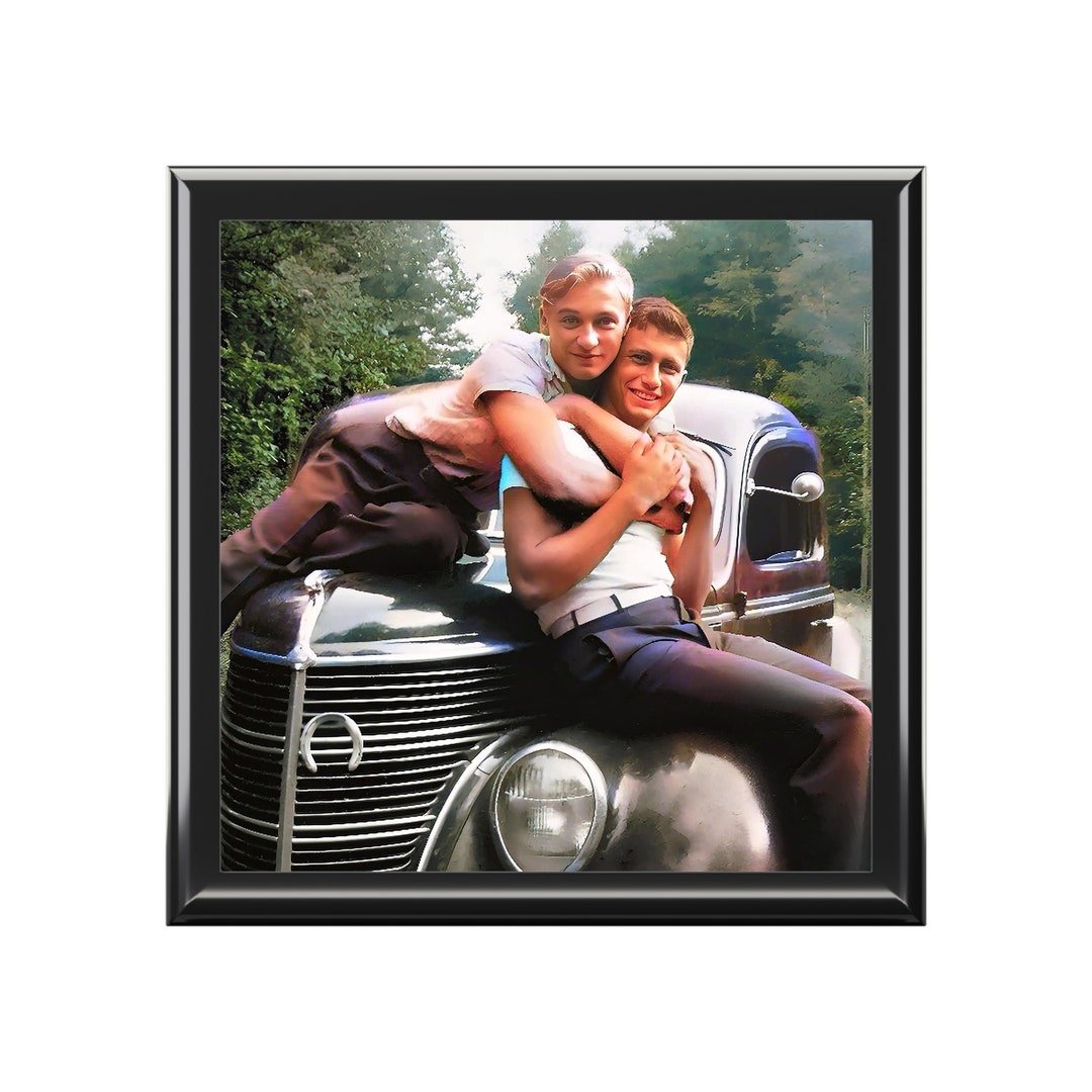Valentine's Day Gift Gay Keepsake Box Vintage Couple 1938 Chevy Coup ...