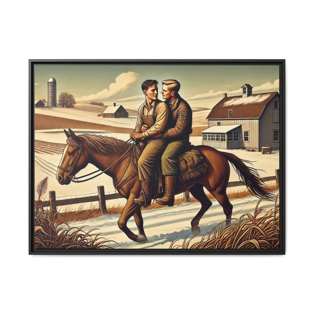 Grant Wood-inspired Art Print Gay Love in Snowy Midwest LGBTQ Rural ...