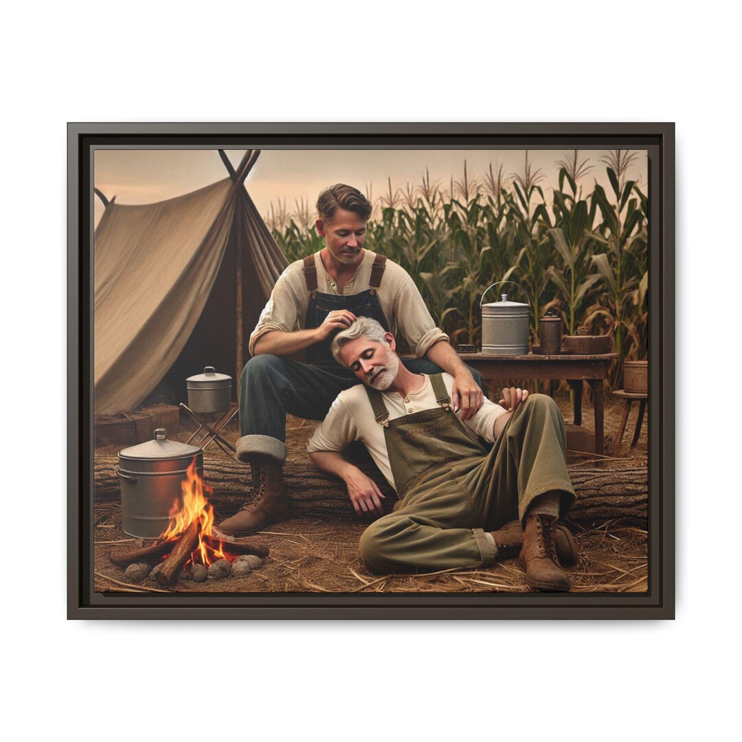 Vintage Gay Couple Camping - Rustic Americana Art Inspired by Grant ...