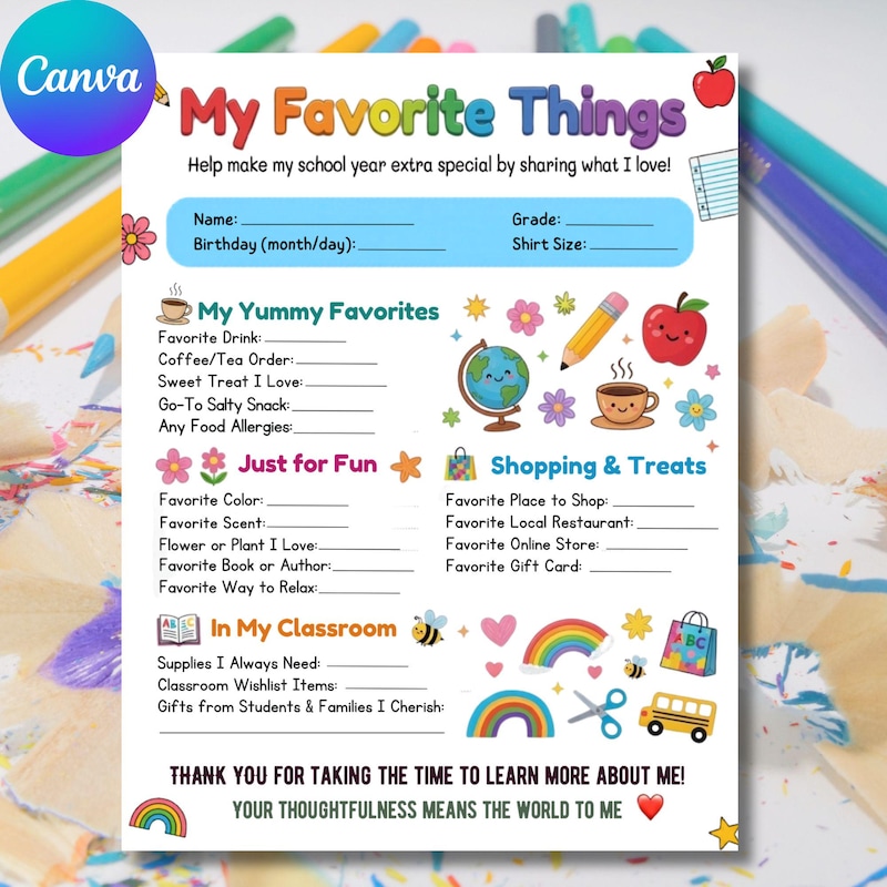 Teacher Appreciation Wish List Template - Etsy