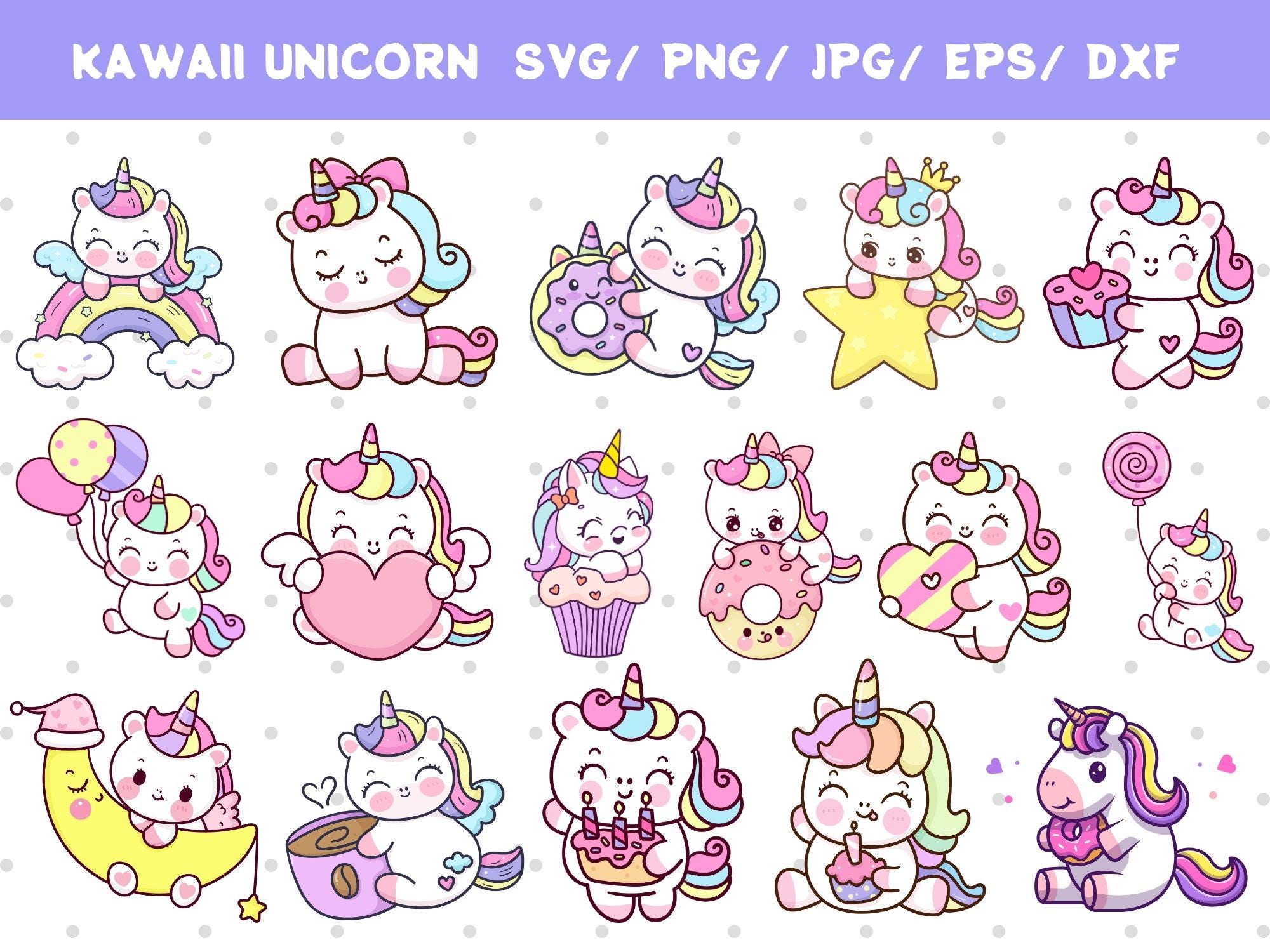 Kawaii Cute Unicorn PNG Bundle - Etsy