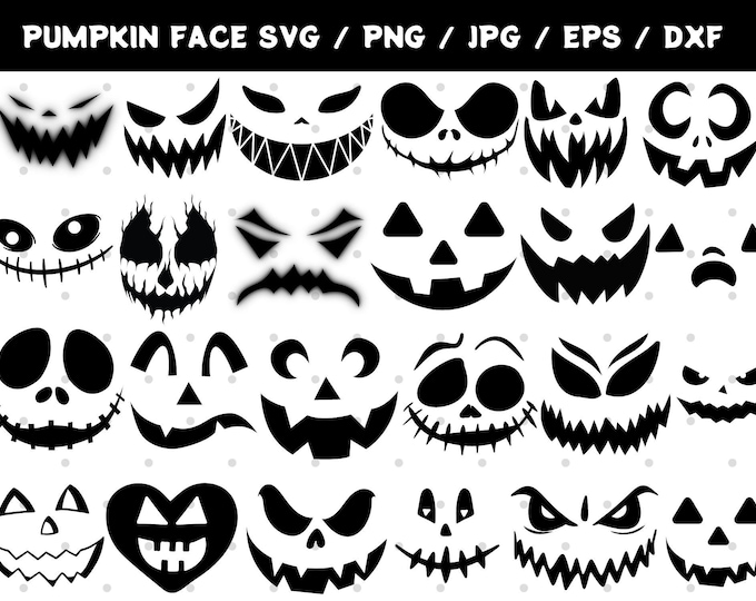 Pumpkin Face SVG Bundle, Pumpkin Face PNG Bundle,halloween Pumpkin Face ...