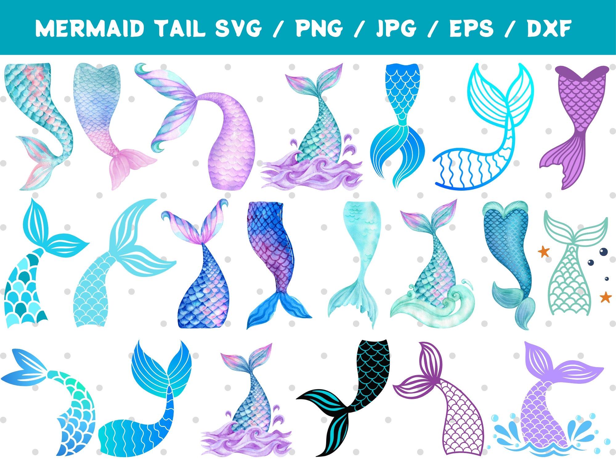 Mermaid Tail SVG Bundle: Scales Monogram, Birthday Cake Topper (digital ...