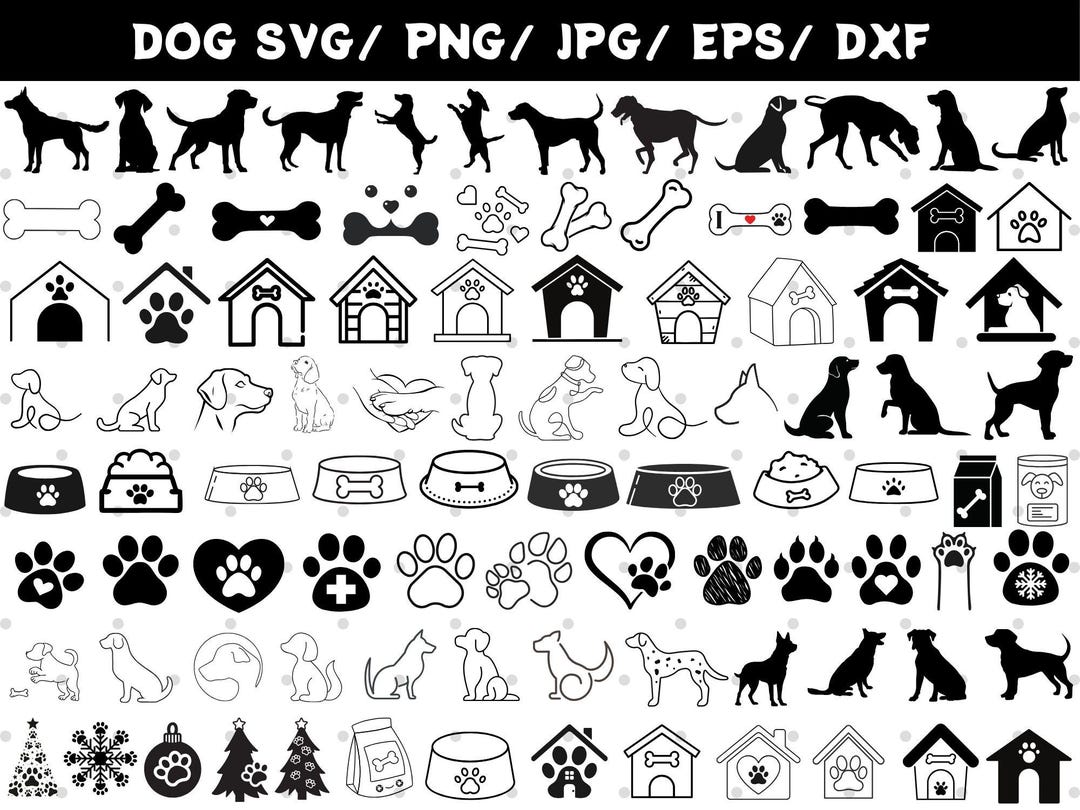 Dog SVG Clipart Bundle, Pet Paw Prints, Doghouse (digital Download) - Etsy