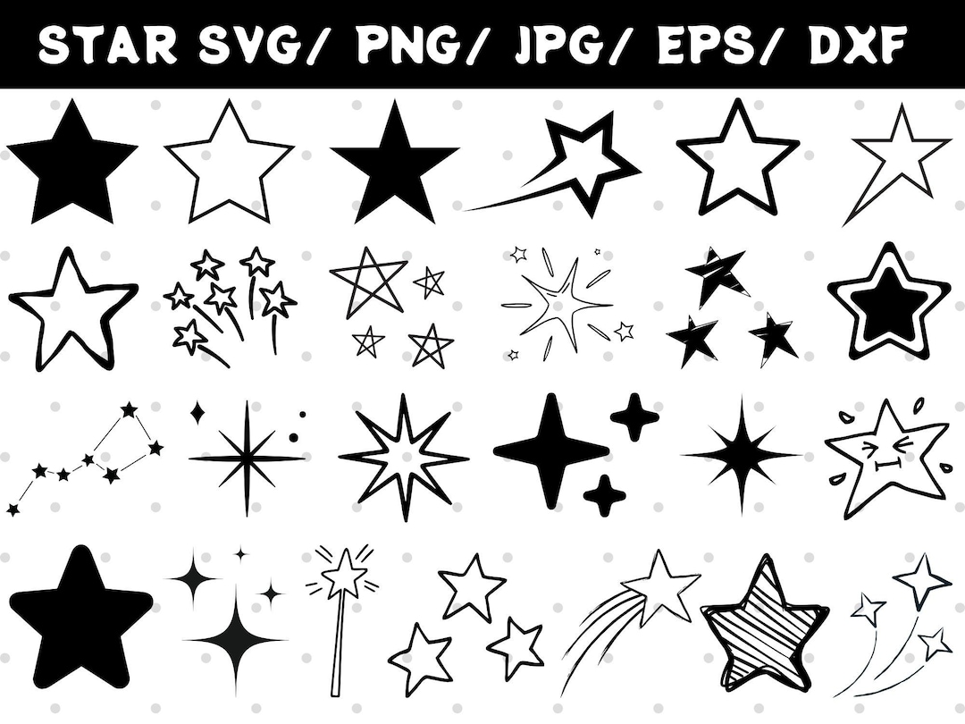 Star SVG Vector Cut Files: Star Outline Clip Art (digital Download) - Etsy