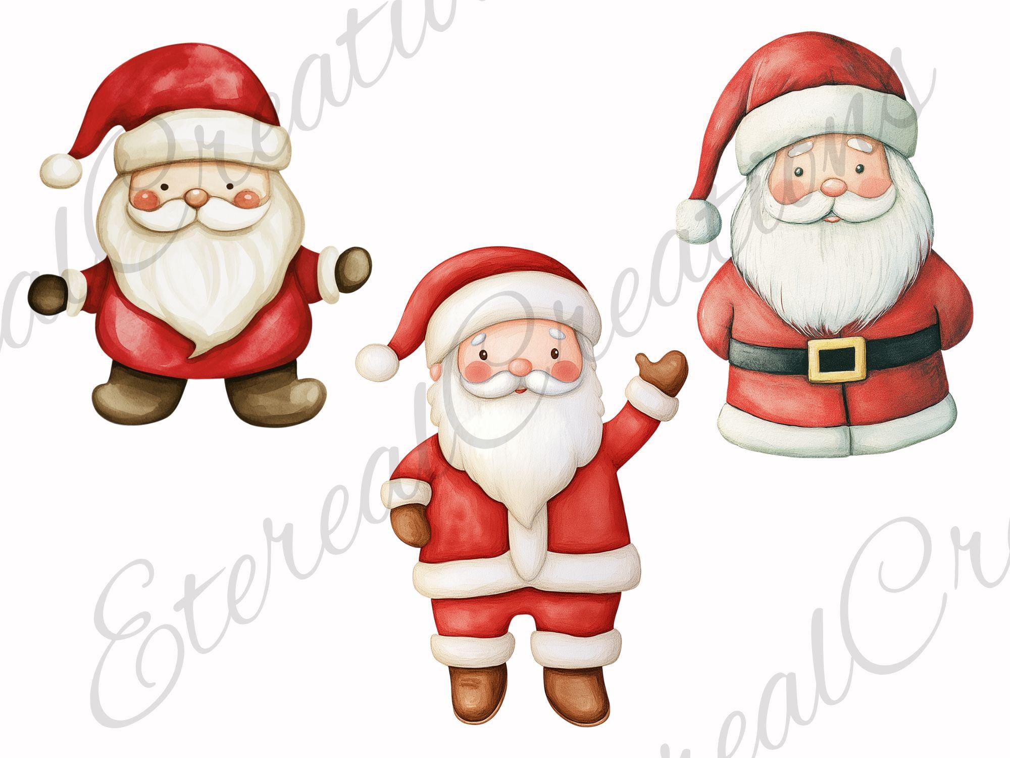 Sweet Christmas Clipart Bundle, Cute Santas Village Clipart, North Pole ...