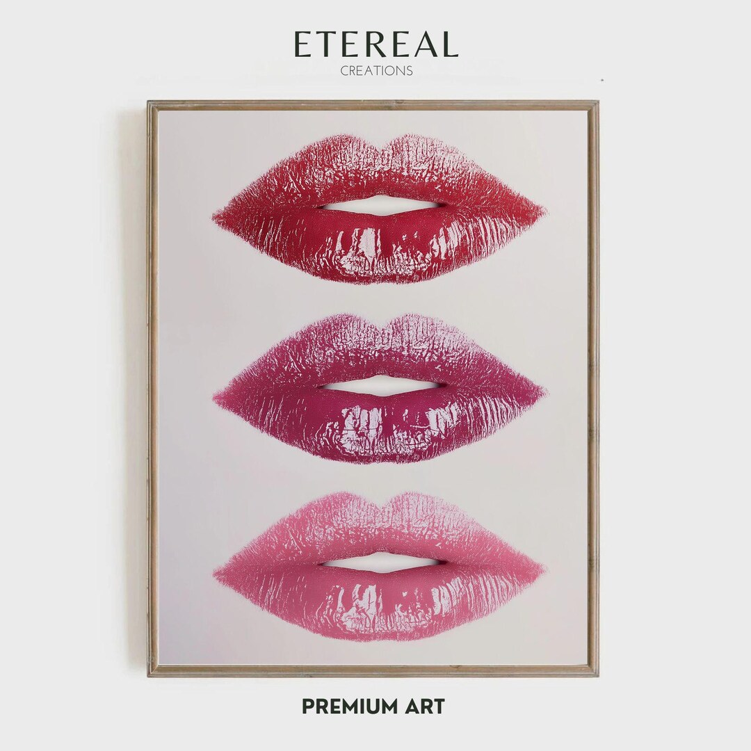 Pink Lips Art Print - Trendy Wall Art for Dorms - Girly Preppy Fashion ...