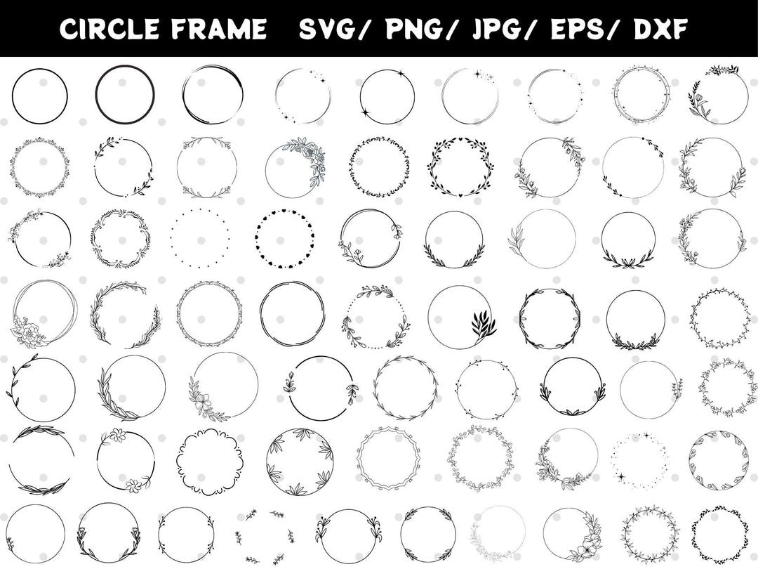 Floral Circle Frame SVG Bundle: Wedding Decoration (digital Download ...