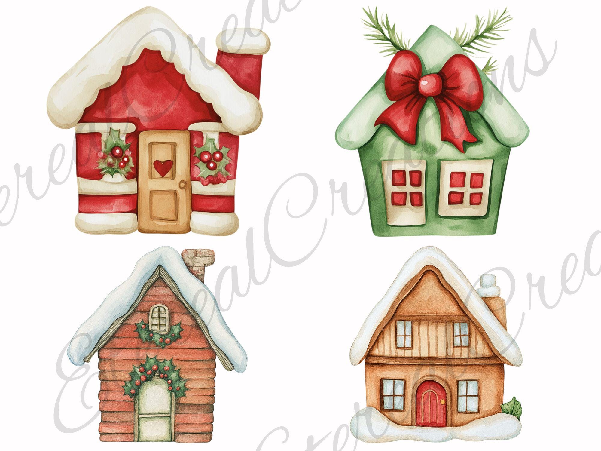 Sweet Christmas Clipart Bundle, Cute Santas Village Clipart, North Pole ...