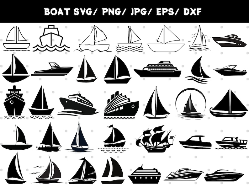 Boat SVG Bundle, Sail Boat Svg, Ship Svg, Speedboat Svg, Cruise Ship ...