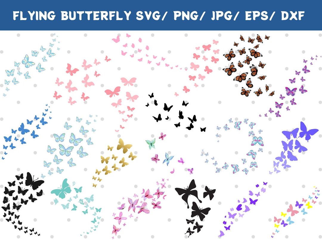 Flying Butterflies Svg Bundle, Butterfly Png, Butterfly Svg, Layered ...
