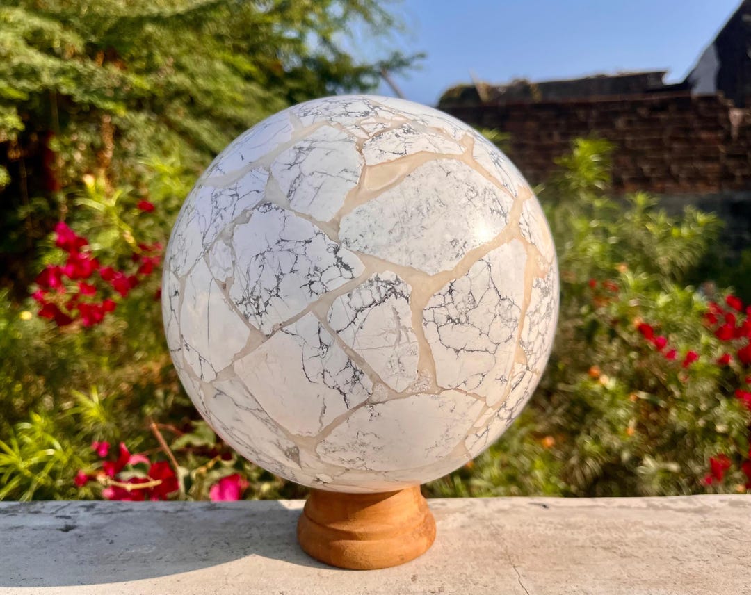 Large White Howlite Bonded Sphere for Home Decor. - Etsy