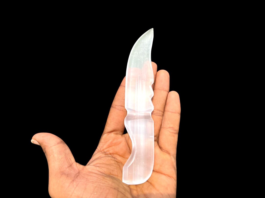 White Selenite Knife Polished Carved Gemstone Crystal Dagger Hand Made ...