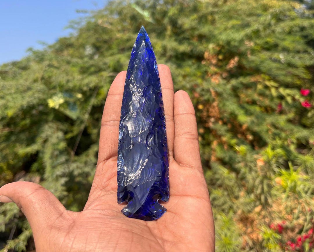 Dark Blue Glass Arrowhead Points Spearhead,beautiful Display Piece ...