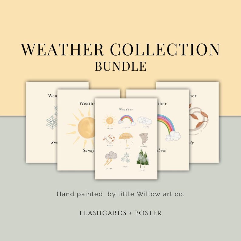 Montessori Weather Flashcards + Poster - Vintage Themed Printables for ...