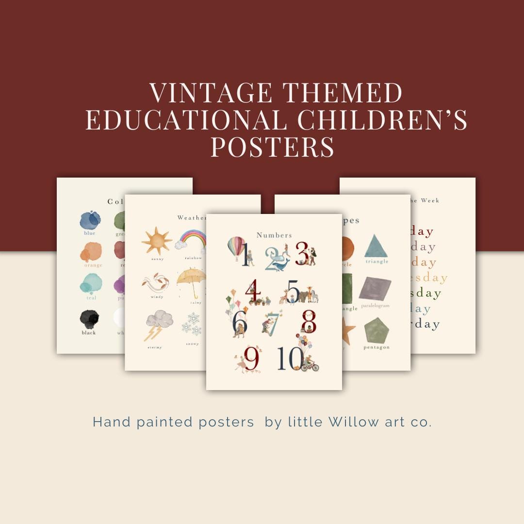 Vintage Themed Days of the Week Poster by Little Willow Art Co. | Fine ...