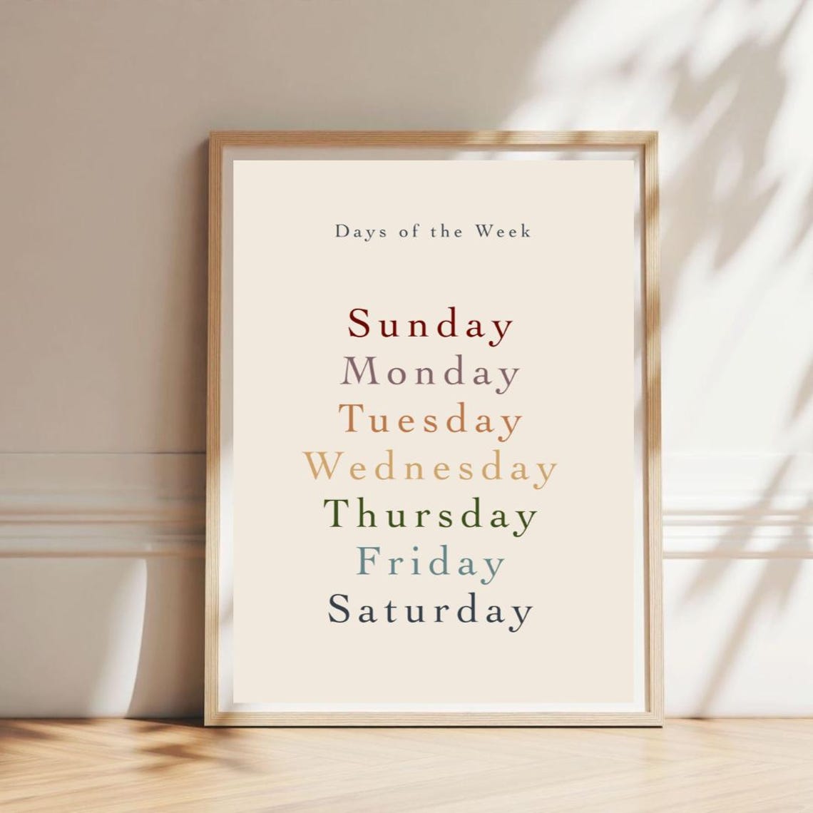 Vintage Themed Days of the Week Poster by Little Willow Art Co. | Fine ...