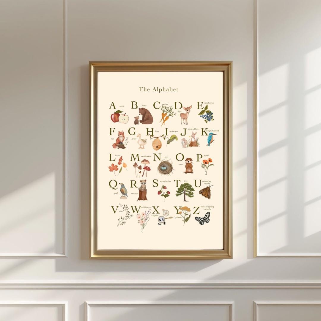 Woodland Themed Alphabet Poster | Hand Painted by Little Willow Art Co ...