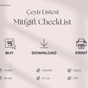 CEYIZ LIST- Midgift Planner Turkish- Türkçe Çeyiz Listesi - Etsy