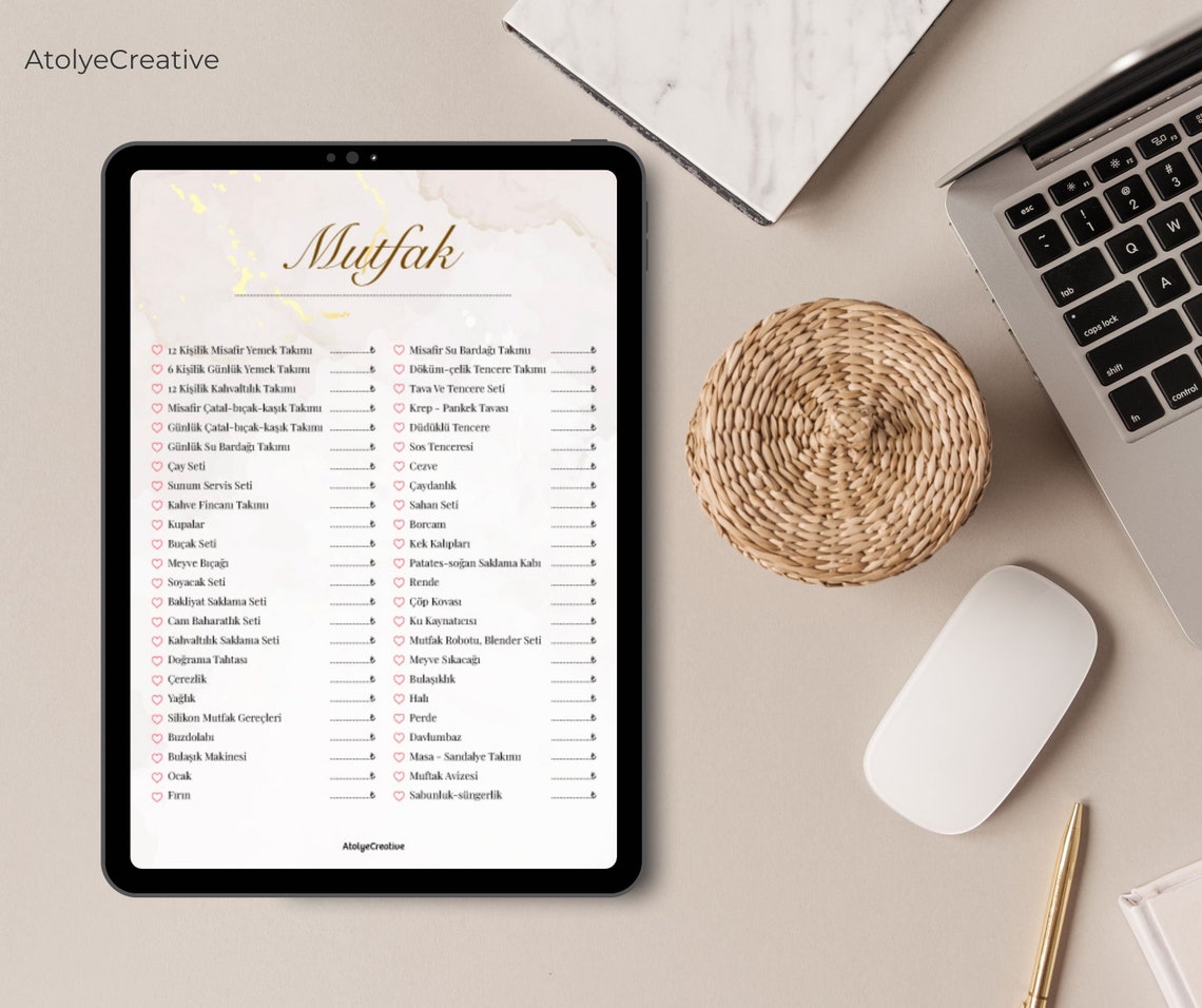 CEYIZ LIST- Midgift Planner Turkish- Türkçe Çeyiz Listesi - Etsy
