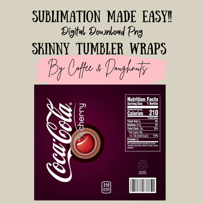 Cherry Coca Cola PNG 20oz Skinny Tumbler Wrap, Sublimation, Cherry Coke ...