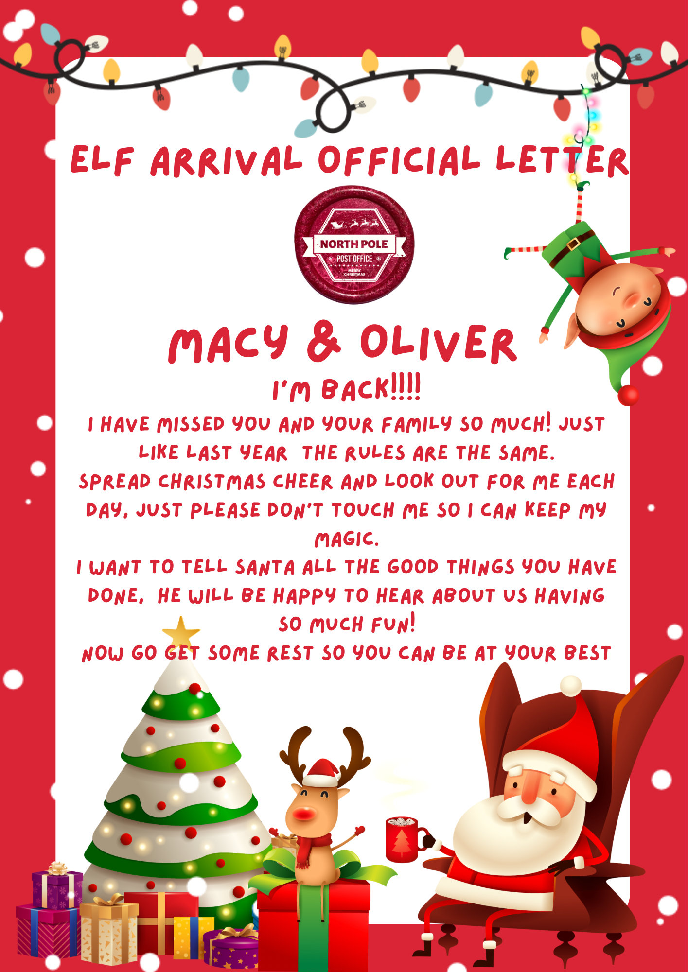 Personalised Elf Arrival Letter, Instant Editable Download, Elf Letter ...