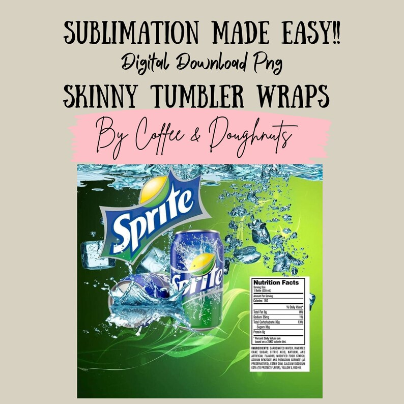 Sprite PNG 20oz Skinny Tumbler Wrap, Sublimation, Lemonade PNG, Digital ...