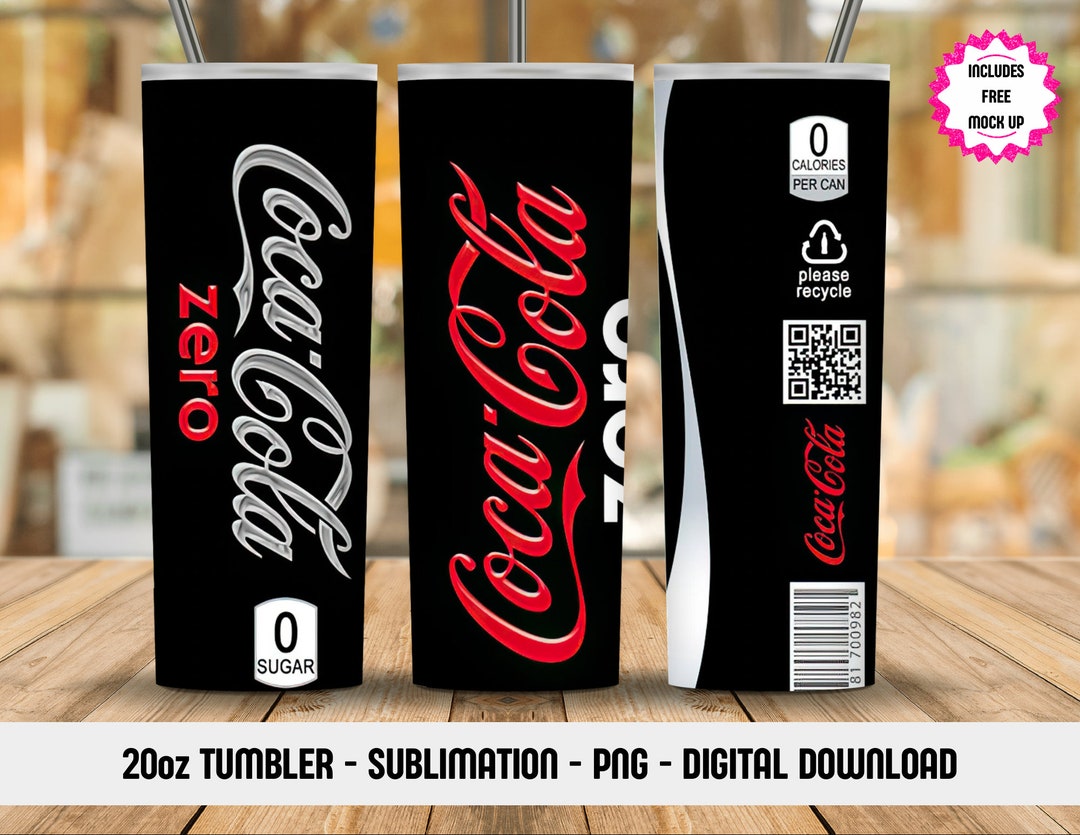 Coca Cola Zero PNG 20oz Skinny Tumbler Wrap, Sublimation, Coke PNG ...