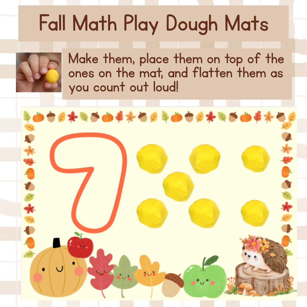 Fall Play Dough Mats: Prek-k Math, Counting, Fine Motor Skills (PDF) - Etsy