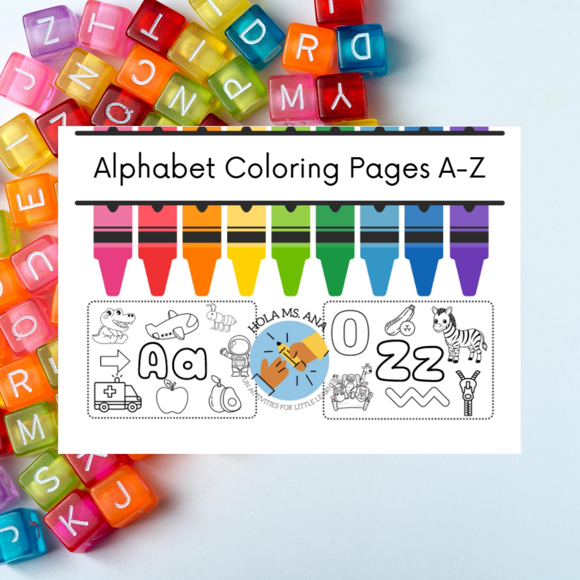 Alphabet Coloring Pages A-Z: Letter Recognition Practice (printable PDF ...