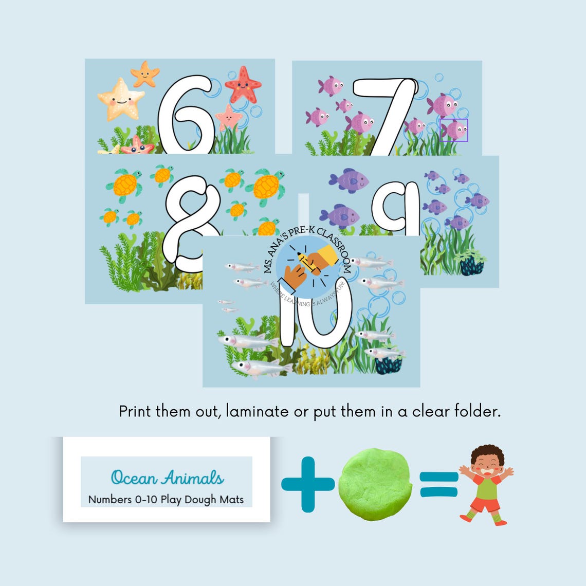 Ocean Play Dough Mats: Number Practice 0-10 (digital Download) - Etsy