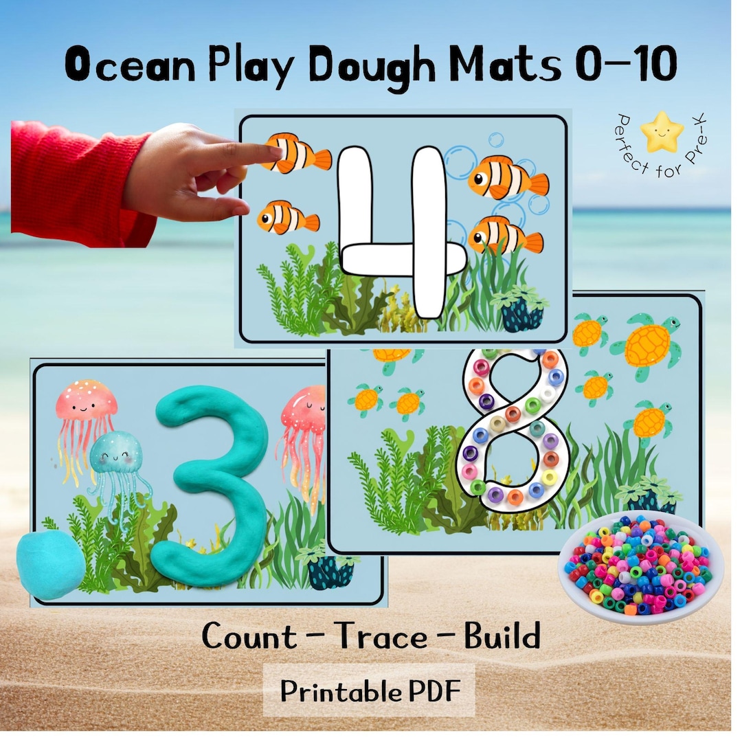 Ocean Play Dough Mats: Number Practice 0-10 (digital Download) - Etsy