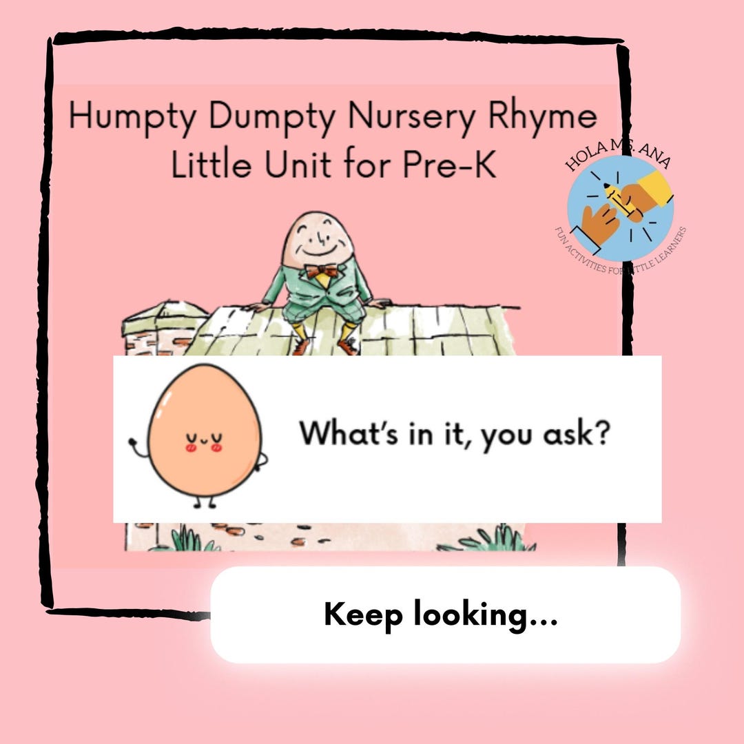 Humpty Dumpty Nursery Rhyme Activities for Prek - PDF Digital Download ...