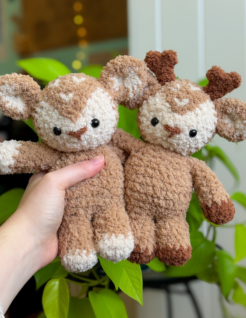 Crochet Baby Bobble Head Deer Plushie Pattern | Amigurumi Doe and Stag ...
