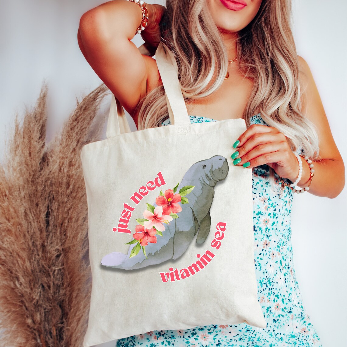 Manatee Tote Bag I Need Vitamin Sea Totebag Animal Tote Bag Ocean ...