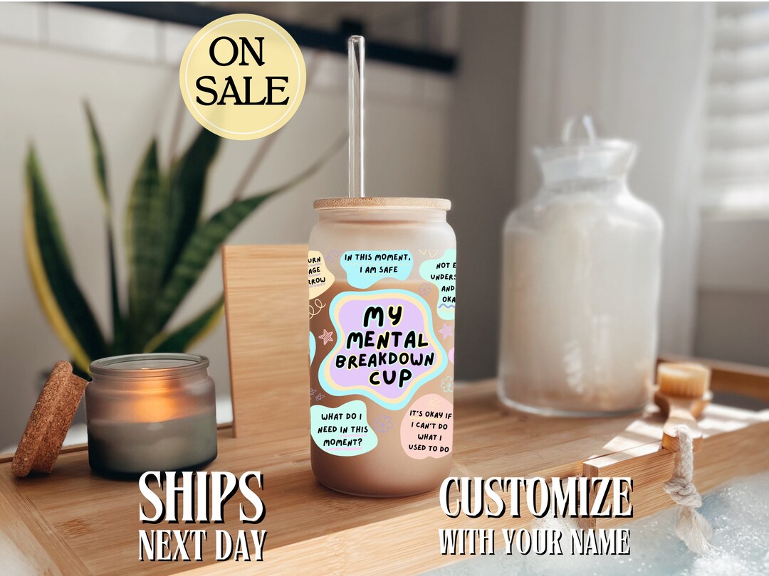 Mental Health Glass Cup Daily Affirmations Cup Mental Health Cup ...