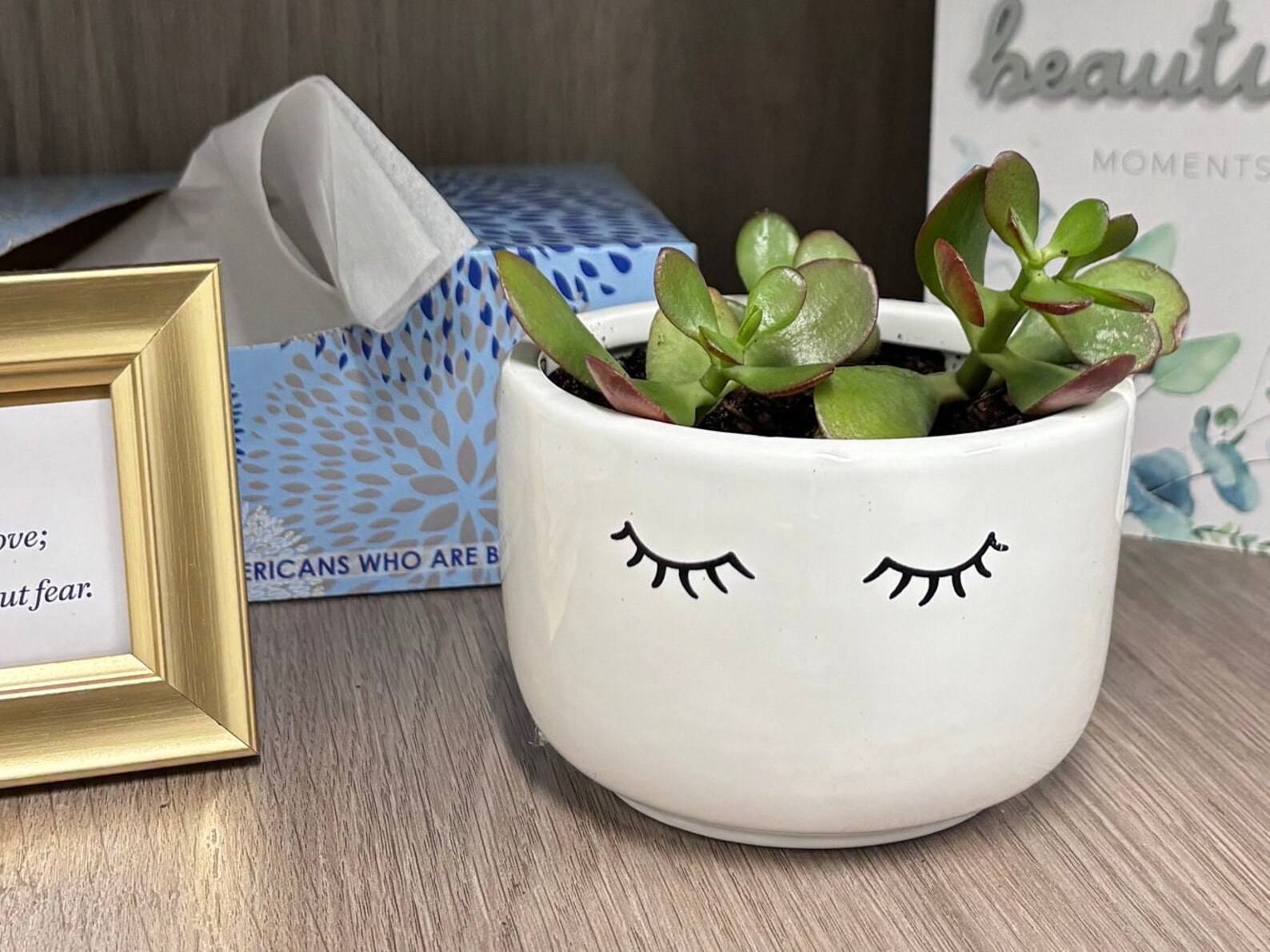 Cute Small Head Eyelash Face Ceramic Plant Succulent Flower Pot Planter ...