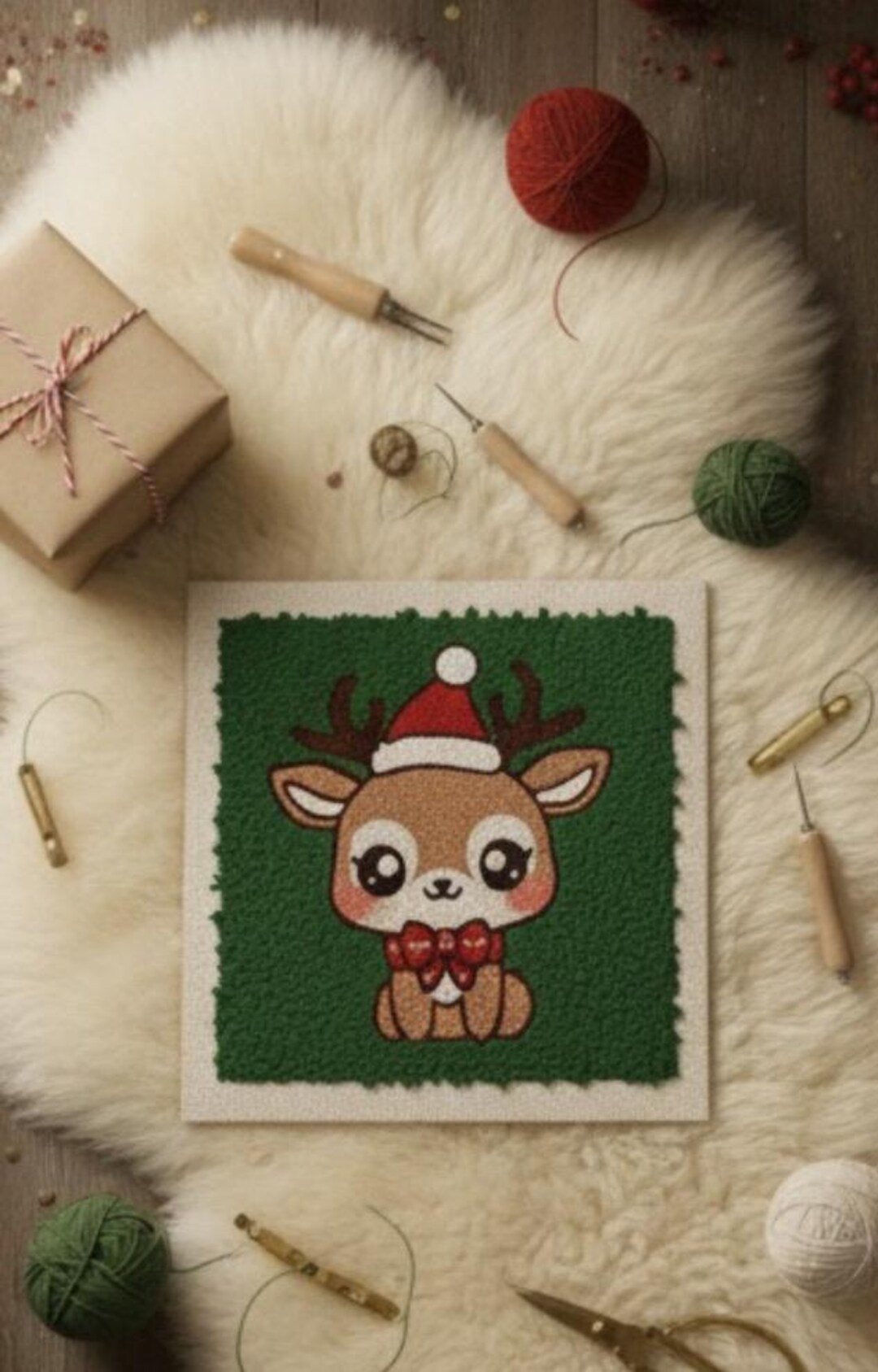 Cute Reindeer Punch Needle DIY Kit Beginner/ All Materials Included ...