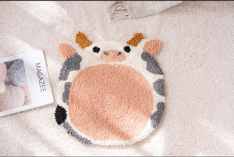 Cute Cow Pattern Punch Needle Rug Kit / Beginner Rug Kit / All ...