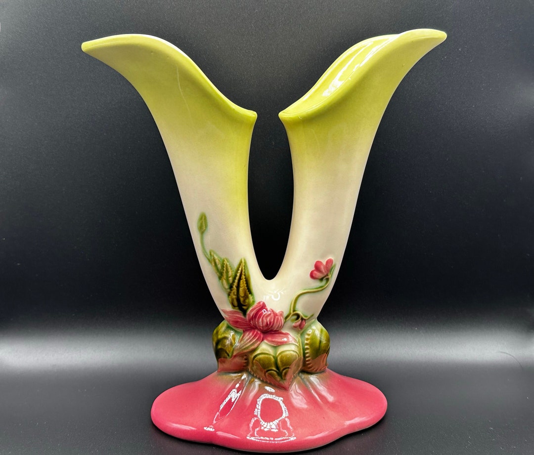 Vintage Hull Double Bud Vase Gorgeous Vibrant Colors, Glaze is Perfect ...
