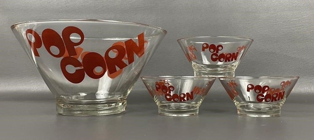 Vintage Red Wheaton Glass Popcorn Bowl Set of 4 Pcs - Etsy