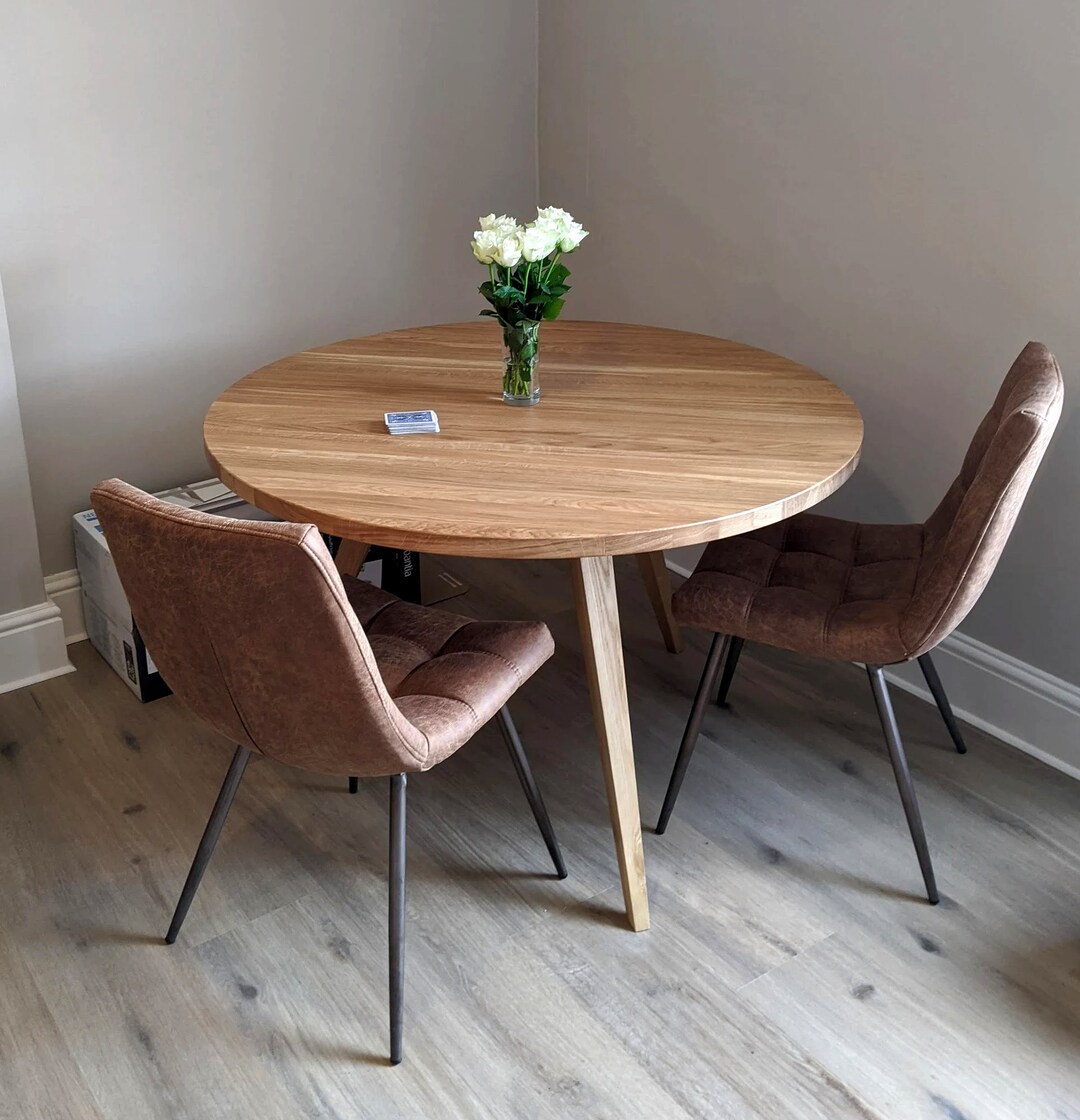 Round Dining Table Large Solid Oak Wood Dining Table - Etsy