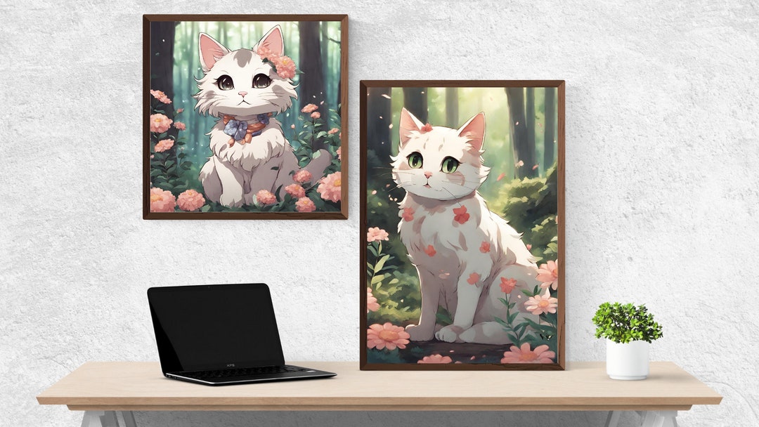 Cute Cat Wall Art Digital Download Printable Cat Decor Printable Cat ...