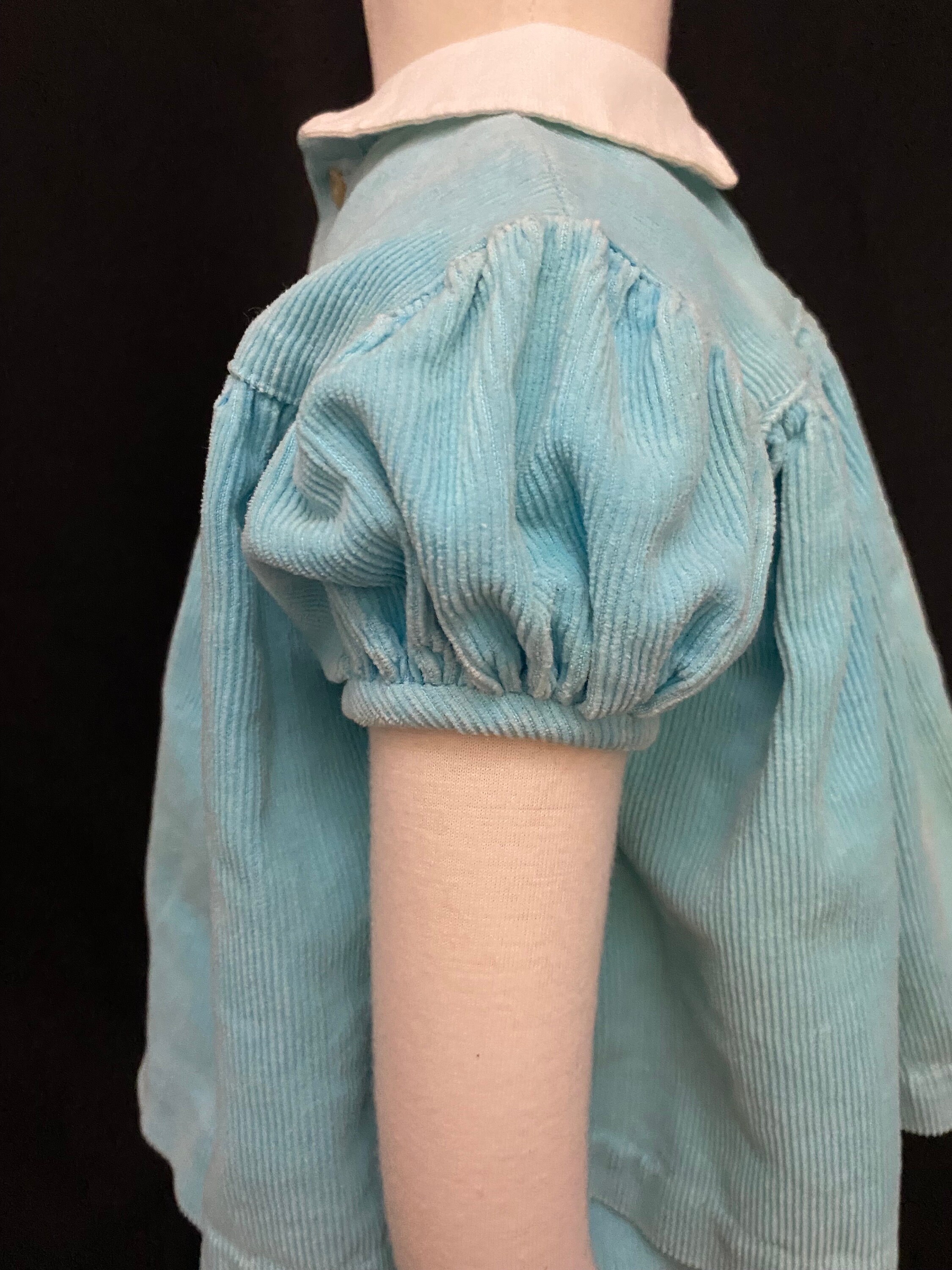 Vintage 60s 12 Month Girls Top and Overall Pants Set Aqua Corduroy Flower Appliques Cotton Made ...