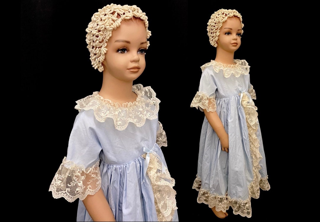 Vintage 4T Girls Dress Costume 1700s Colonial Style Homesewn Blue ...