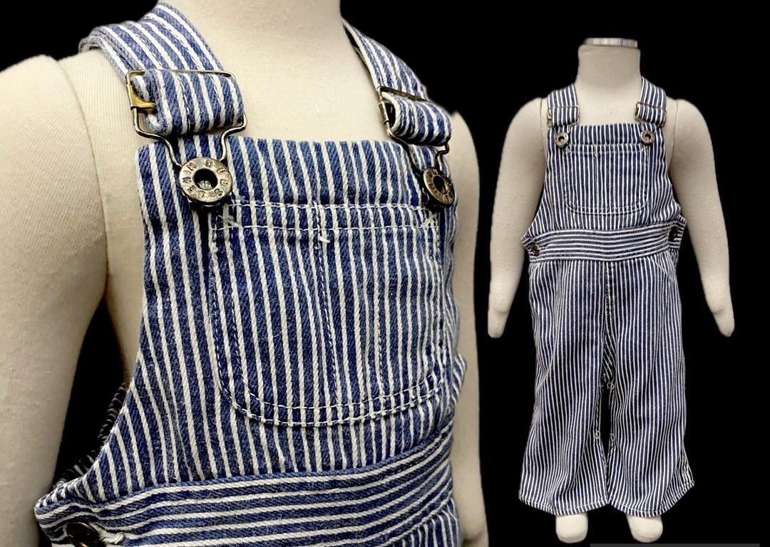 Vintage 18 Month Overalls Hickory Stripe Denim Cross Back Toddler Denim ...